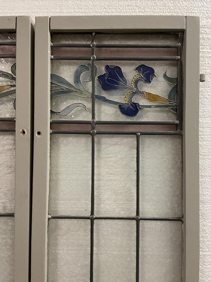 Stained glass windows with plant frieze - Stained glasses