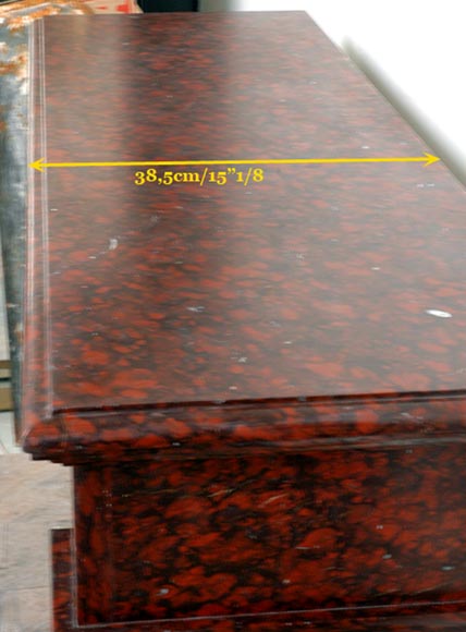 Red Griotte marble mantel with leaf modillions - Marble