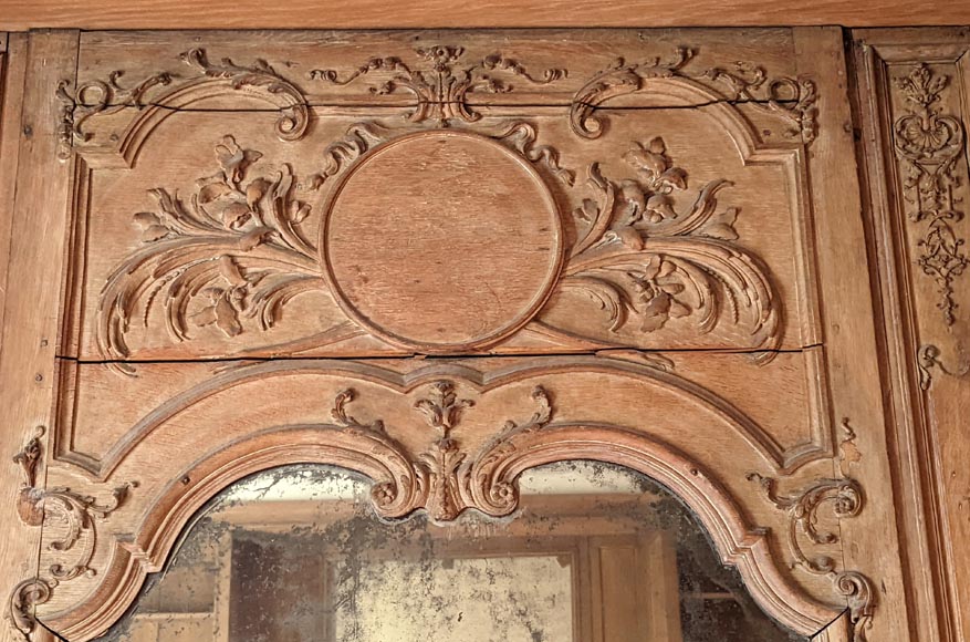 Large overmantel in carved oak wood - Overmantels and mirrors