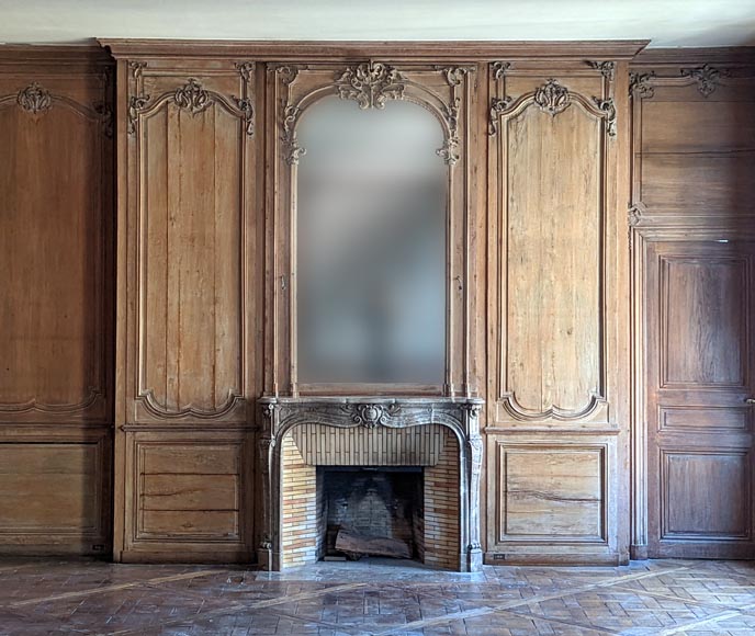 Important Louis XV-period Carved Oak Paneling - Paneled rooms