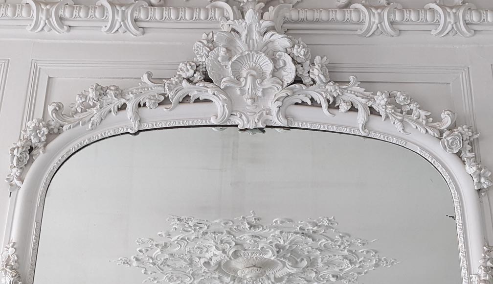 Large Napoleon III period trumeau in stucco and carved wood ...