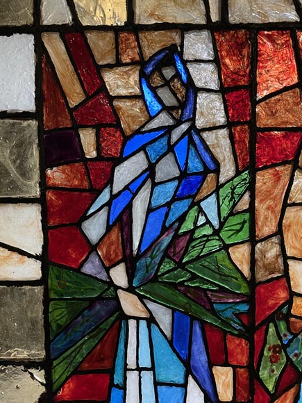 Large modernist stained glass window from the 1970s - Stained glasses