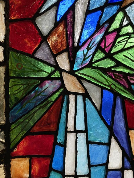 Large modernist stained glass window from the 1970s - Stained glasses