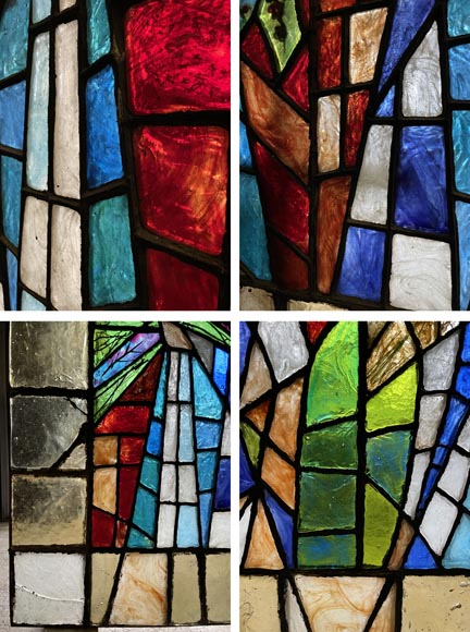 Large modernist stained glass window from the 1970s - Stained glasses