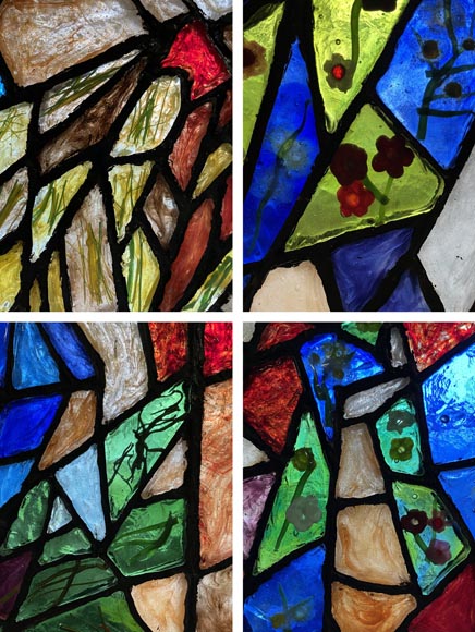 Large modernist stained glass window from the 1970s - Stained glasses