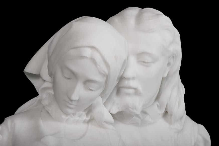 Faust and Marguerite, sculpture of a couple in costume, Neo-Renaissance ...