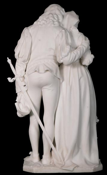 Faust and Marguerite, sculpture of a couple in costume, Neo-Renaissance ...