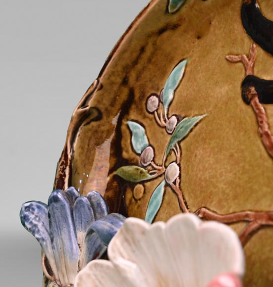 Émile GALLÉ, Ornamental Dish With A Monkey Climbing Among Flowers ...