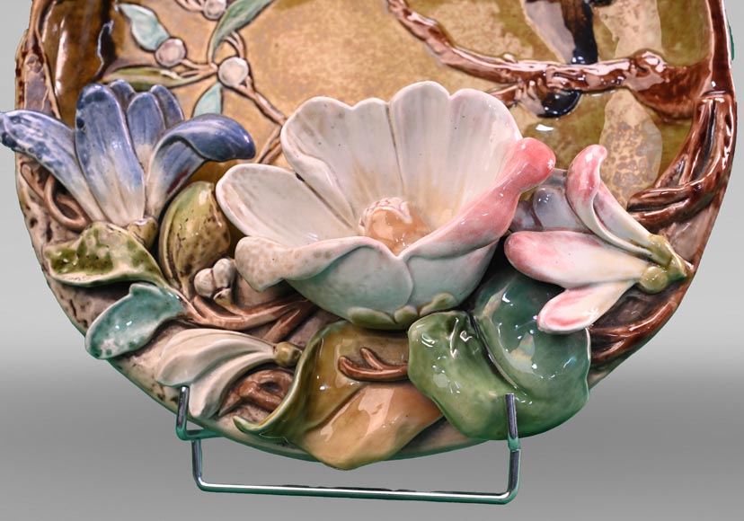 Émile GALLÉ, Ornamental Dish With A Monkey Climbing Among Flowers ...