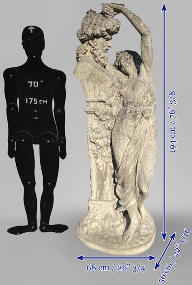 Composite stone garden statue of a woman paying tribute to Baccus ...
