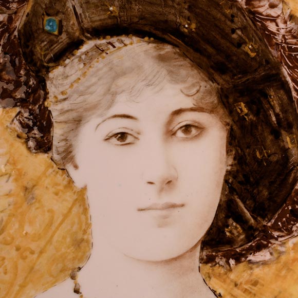 Théodore DECK, dish with female bust, second half of the 19th century ...
