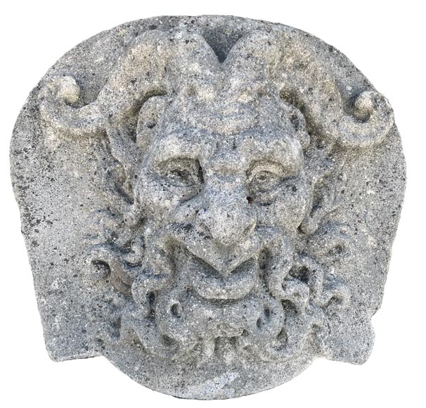 Set of Four Carved Stone Medallions Depicting Satyr Faces - Statues