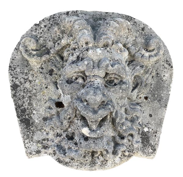 Set of Four Carved Stone Medallions Depicting Satyr Faces - Statues