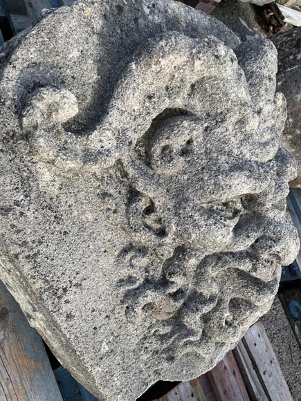 Set of Four Carved Stone Medallions Depicting Satyr Faces - Statues