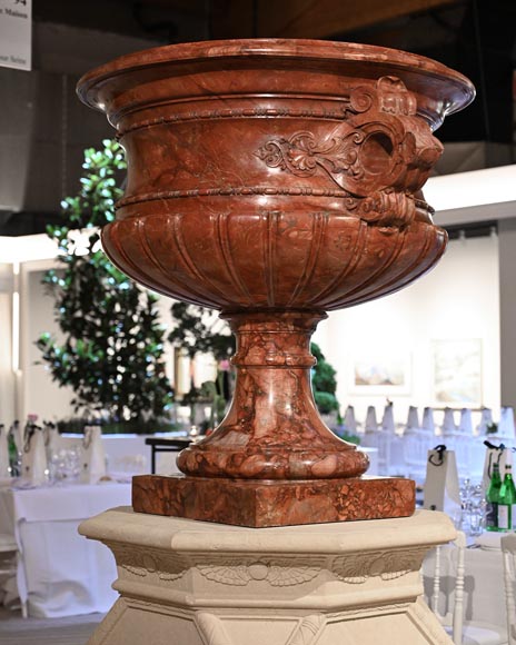 Jules CANTINI, Large Urn in Numidia Red Breccia Marble with Console ...