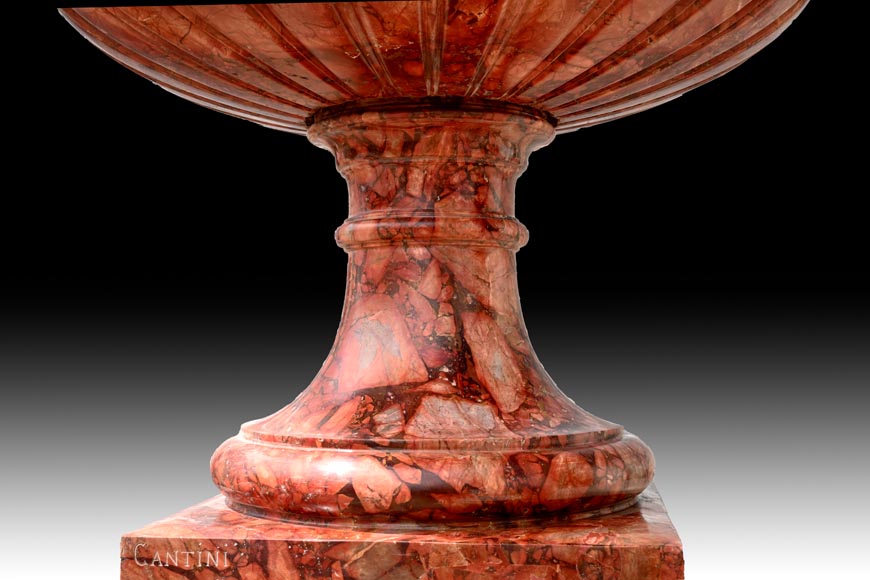 Jules CANTINI, Large Urn in Numidia Red Breccia Marble with Console ...