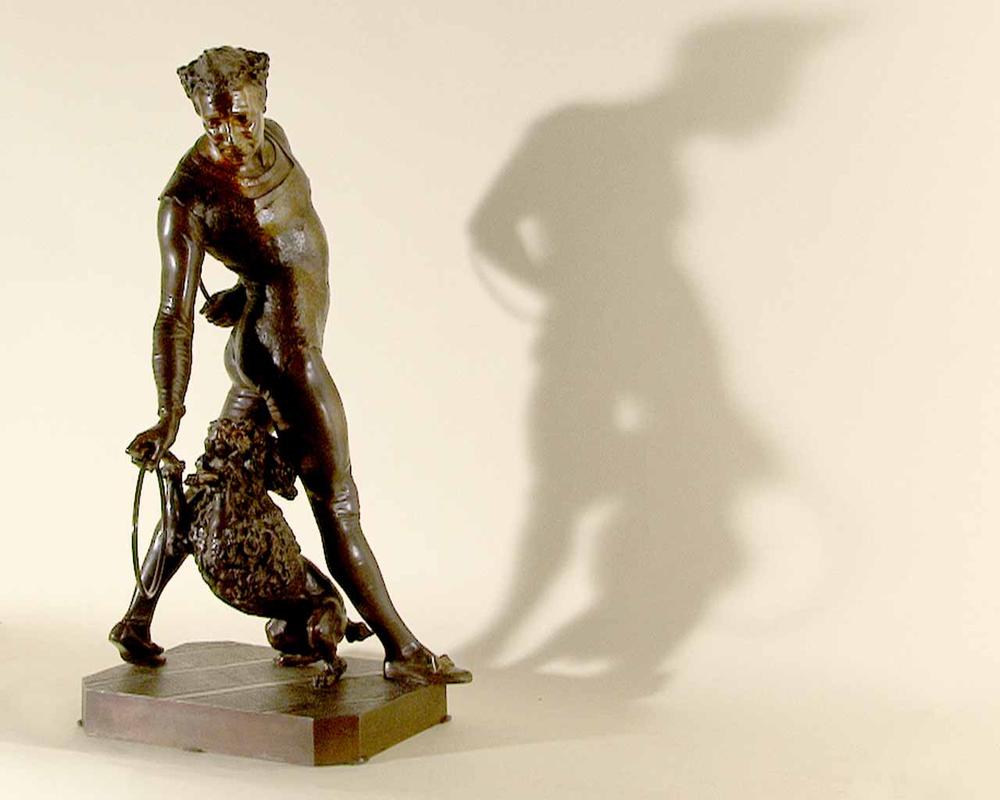 GEORGES DE CHEMELLIER: The clown Get up and his dog, sculpture - Sculpture