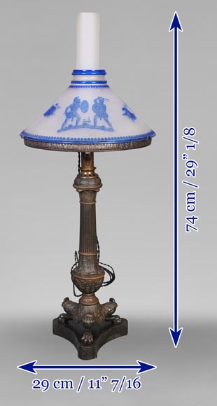 Napoleon III period lamp with engraved glass shade in Greek Revival ...