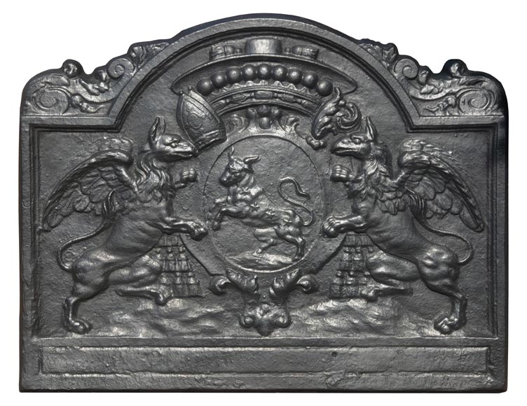 Important fireplace plaque with the coat of arms of David-Nicolas de ...
