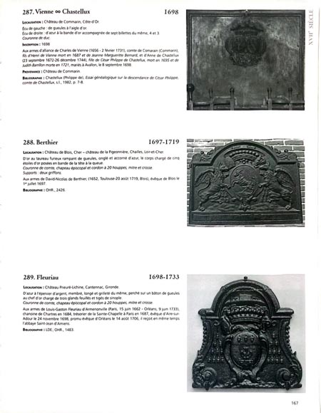 Important fireplace plaque with the coat of arms of David-Nicolas de ...