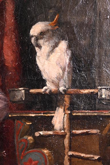 oung Woman with Cockatoo — Painting by Joseph Henri CONDAMIN - Paintings