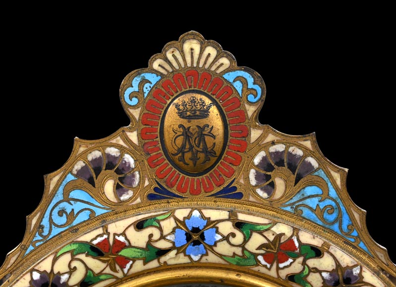 Gilt Bronze and Champlevé Enamel Table Mirror, Signed "Maison Alphonse ...