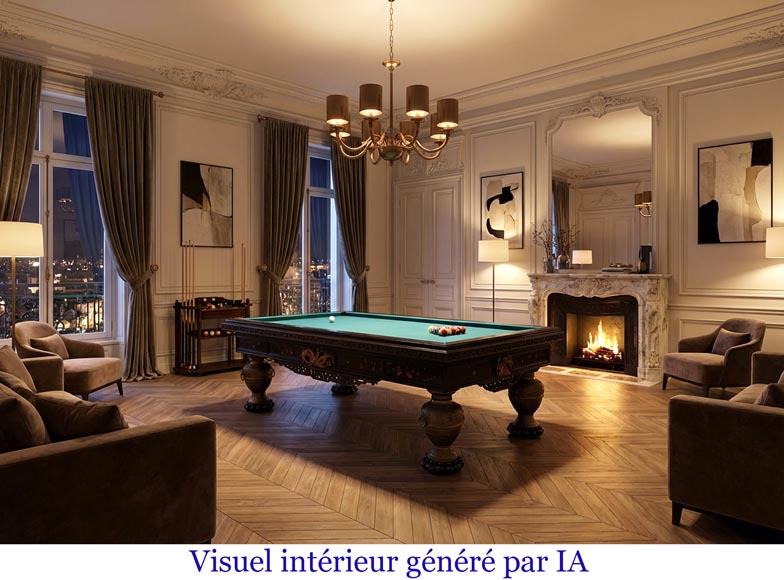 F. GERDERÈS – Japanese-style billiard table in gilded and carved wood ...
