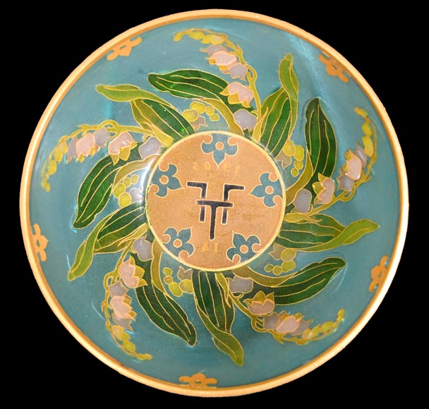 THESMAR André-Fernand (1843-1912) hemispherical cup in gold plique-à ...
