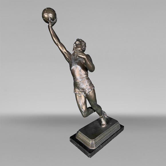 Patinated regule statuette of a basketball player - Sculpture