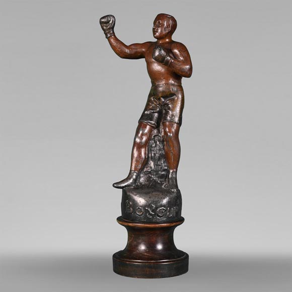 “Boxer”, statuette in regula with red patina - Sculpture