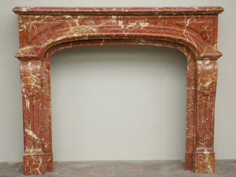 Antique Louis XIV style red marble mantel - Marble