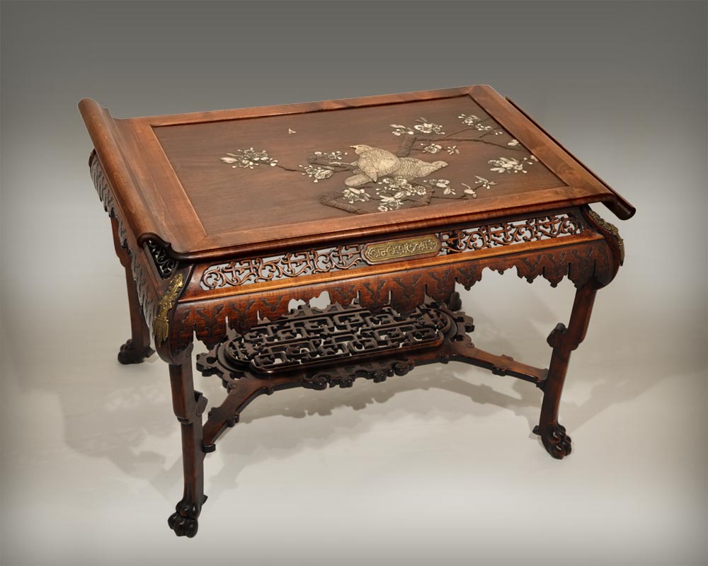 Japanese-style table with partridge - Gueridons, Stands, Pedestals, Console