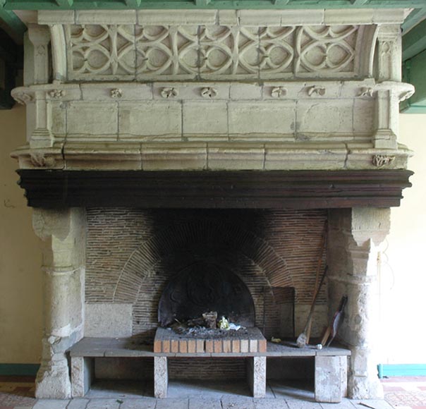 Monumental stone gothic mantel - Exceptional Mantels