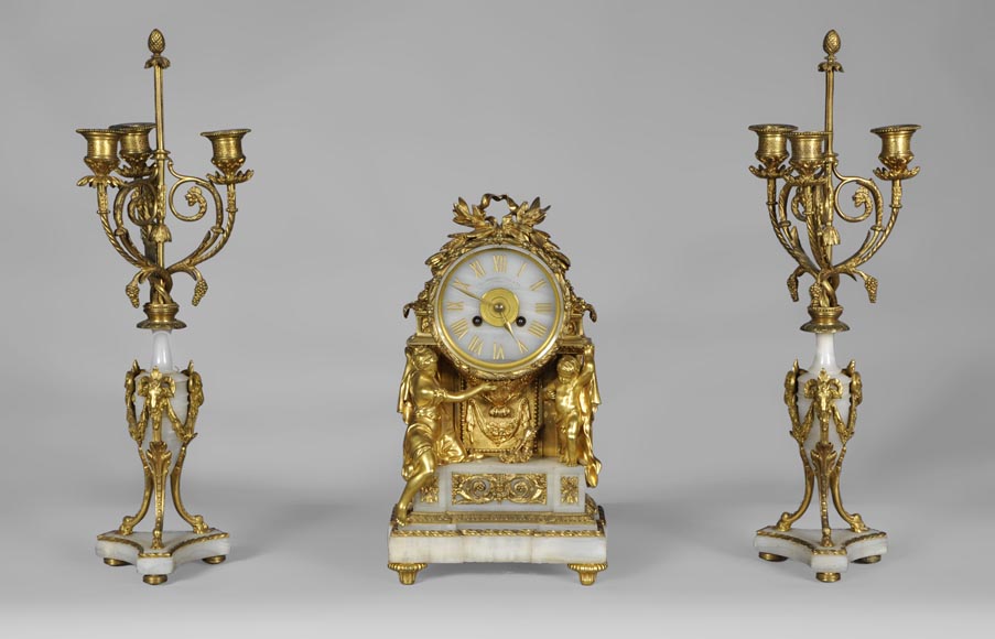 Antique 19th century clock set by Charvet clockmaker in Lyon made out ...