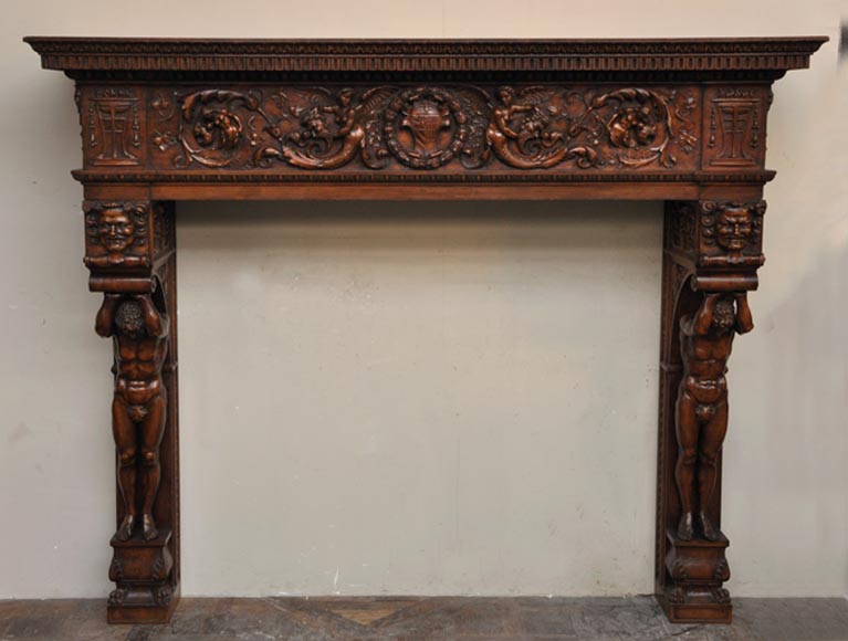 Exceptional antique italian fireplace with atlanteans decoration in ...