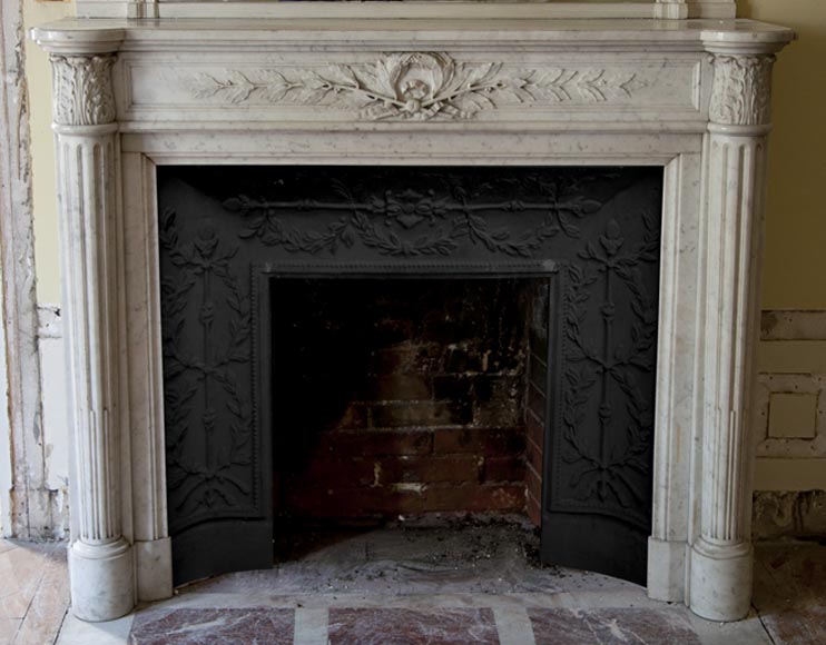 Very beautiful antique Louis XVI style fireplace with half columns made ...