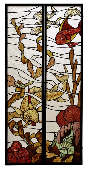 Japanese Stained Glass Patterns Ocean Wave Stained Glass Suncatcher