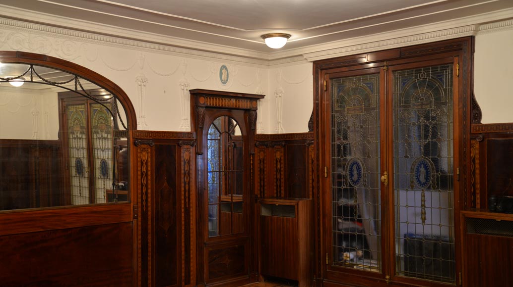 Exceptional antique Regency style complete paneled room in mahogany ...