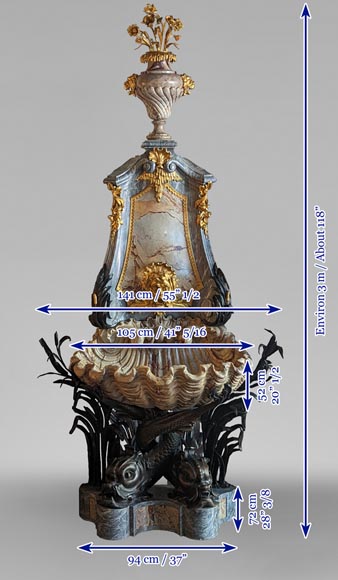 Exceptional Regency style fountain in marbles and bronze ...
