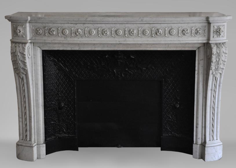 Very beautiful antique Louis XVI style fireplace decorated with carved ...
