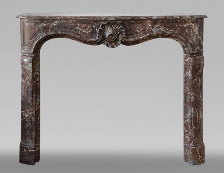 Antique Louis XV period mantel in Rance red marble, 18th century - Marble