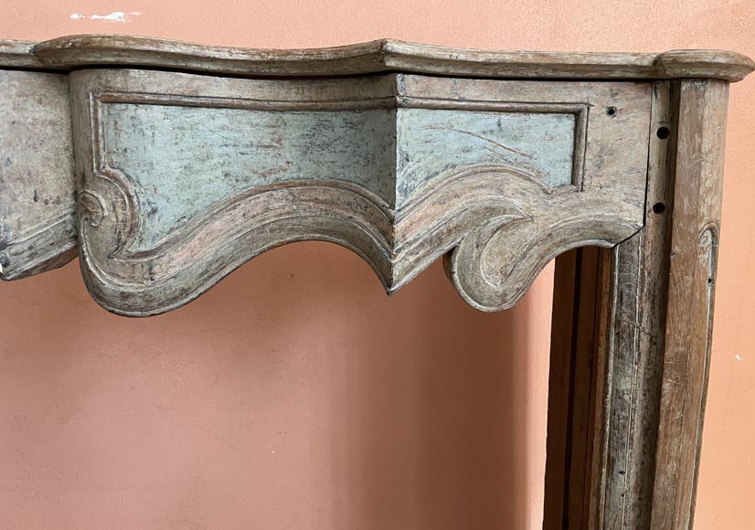 Louis XV period mantel in chestnut wood with antique blue polychromy ...