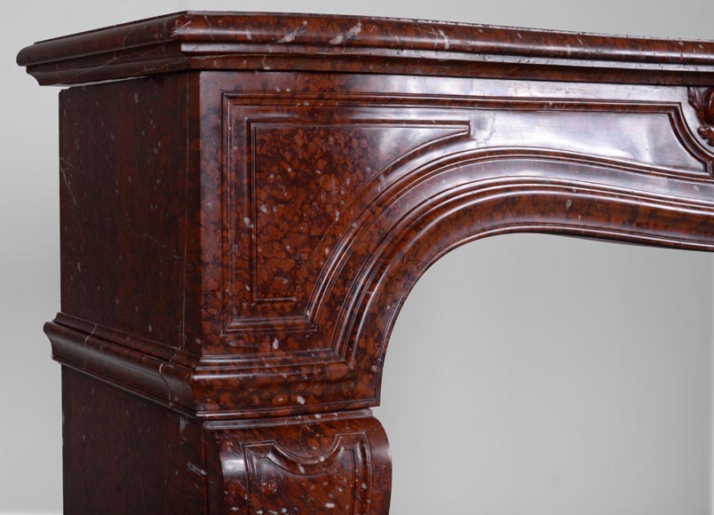 Beautiful Griotte Red marble mantel with a cabochon in an ancanthus ...