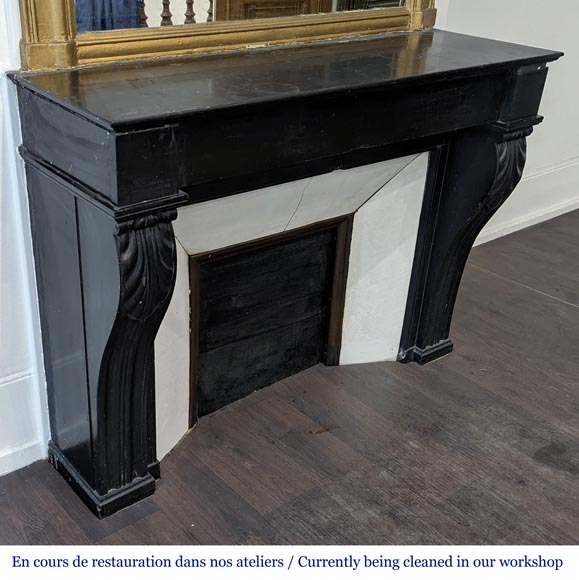 Fine Black marble Modillion mantel - Marble