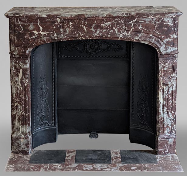Regence style mantel in Red marble from the North - Marble