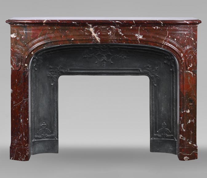 Regence style mantel carved in Griotte red marble - Marble
