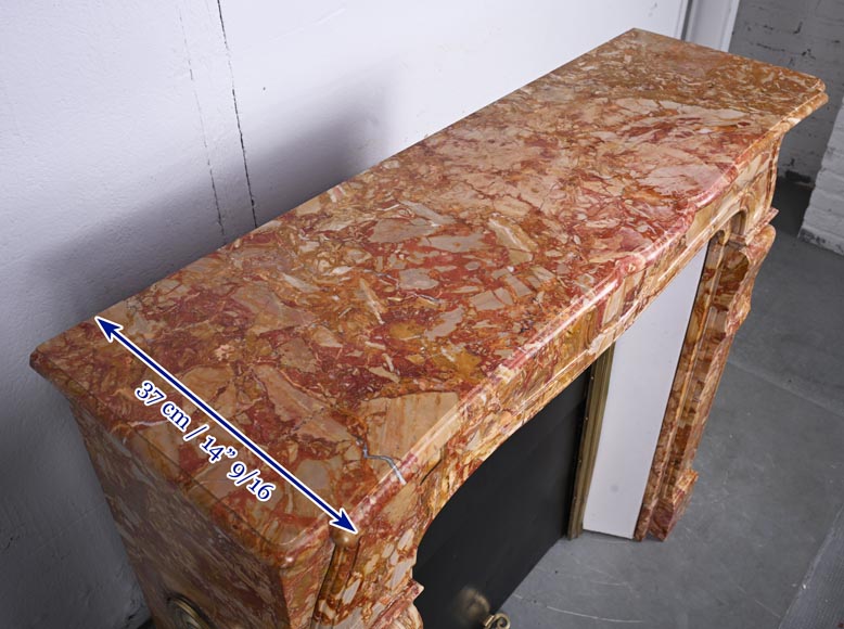 Regence style mantel in red and orange brèché marble - Marble