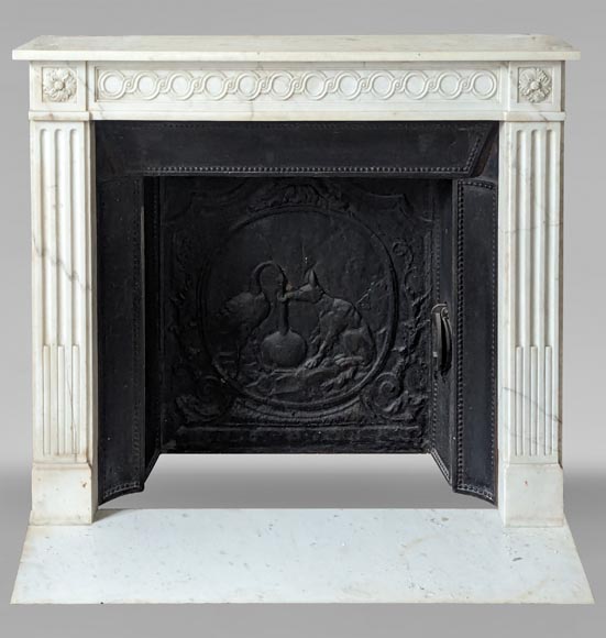 Louis XVI style mantel in semi-statuary marble adorned with a Greek ...