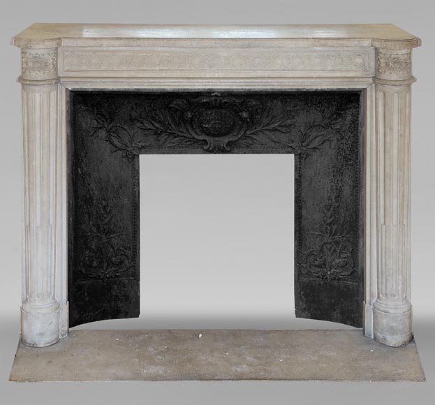 Louis XVI style mantel with half-columns and Greek frieze carved in ...