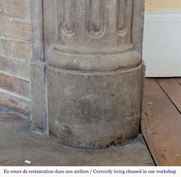 Louis XVI style mantel with half-columns and Greek frieze carved in ...